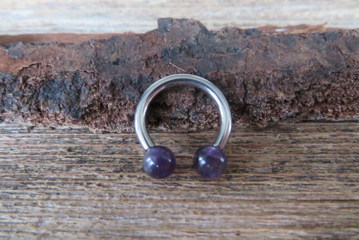 Minimalist Stone 12G 10G Amethyst Natural 5mm Stones Horseshoe Septum ...