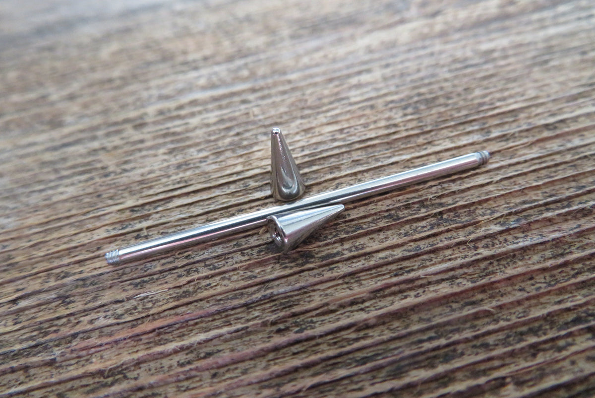 Gold IP Spike Industrial Surgical Steel Barbell Piercing 14G (1.6mm) 3 ...